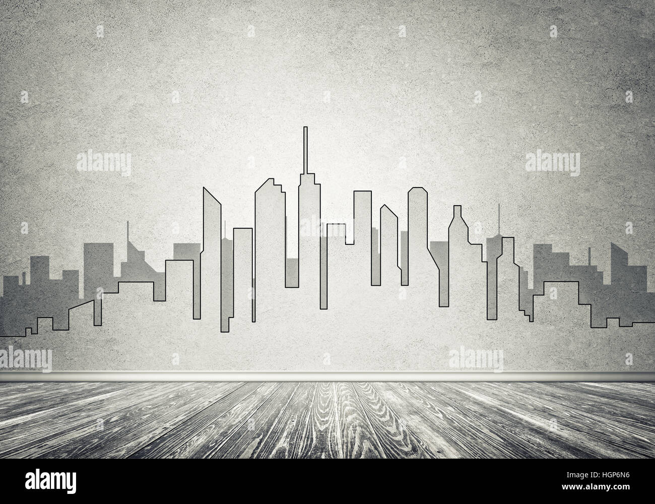 City design on wall Stock Photo - Alamy