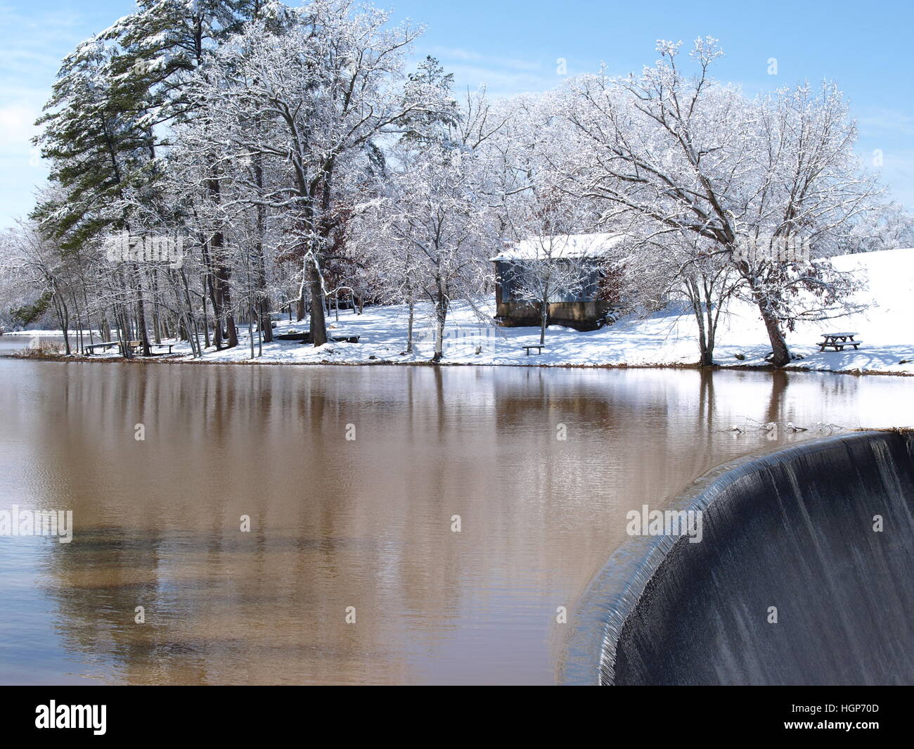 A winter scene at a dam in rural North Carolina Stock Photo - Alamy