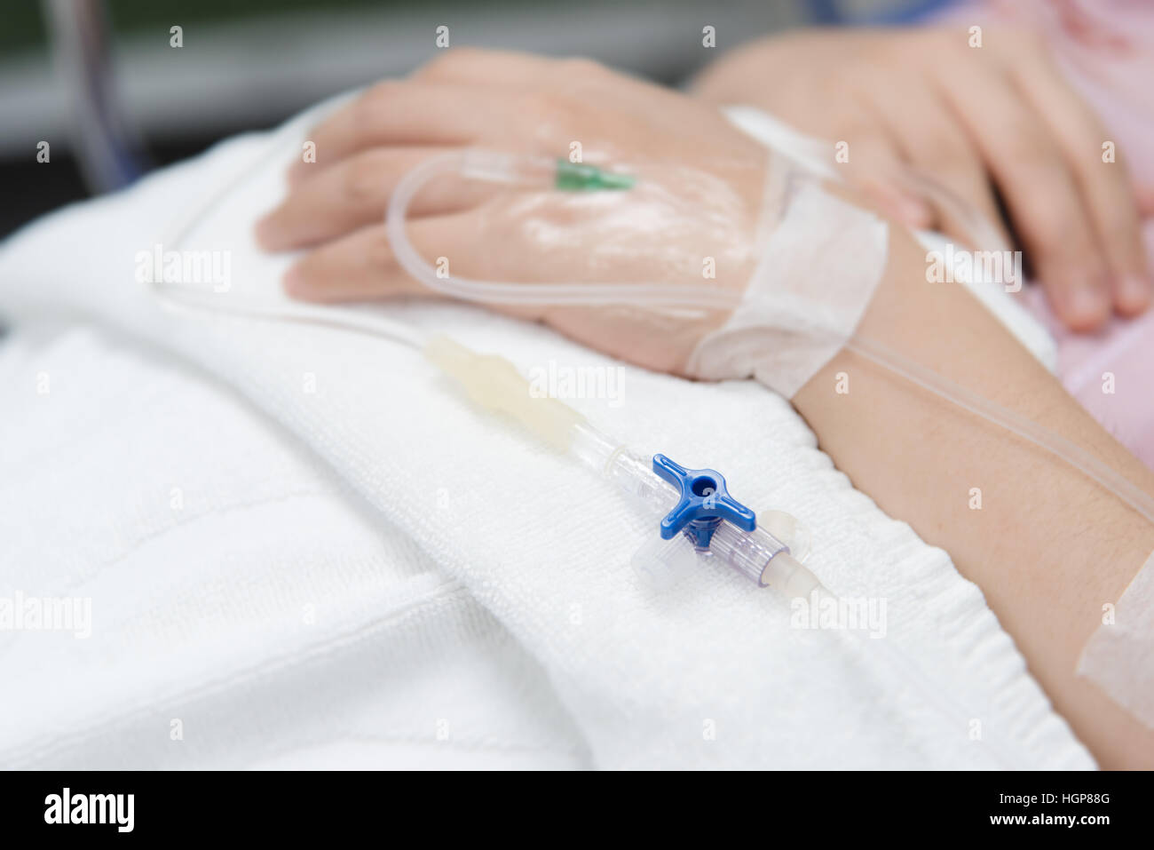 Close-up IV needle on patient in the hospital Stock Photo - Alamy