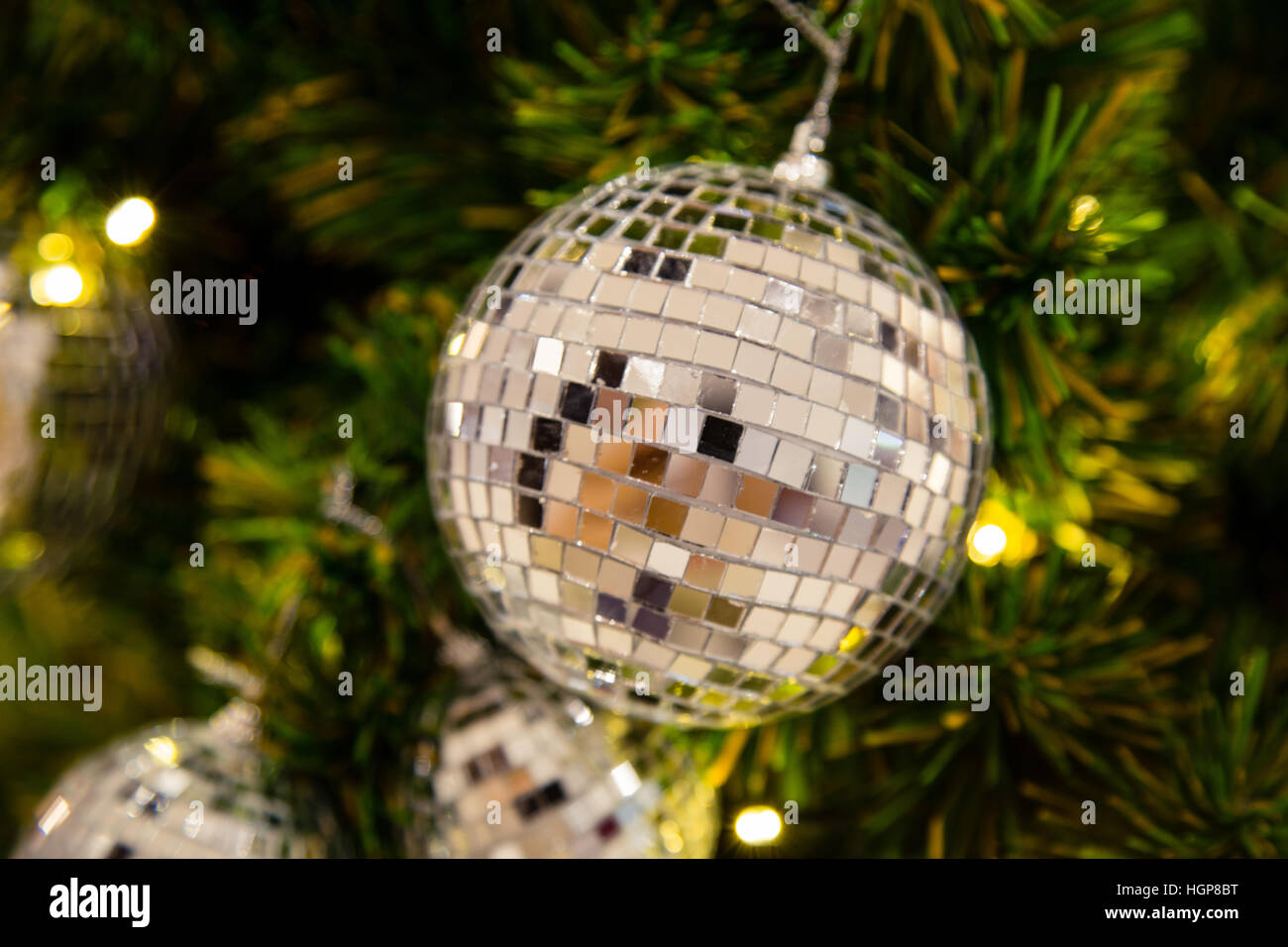 Happy New Year& Christmas tree light ball with bokeh blackground Stock ...