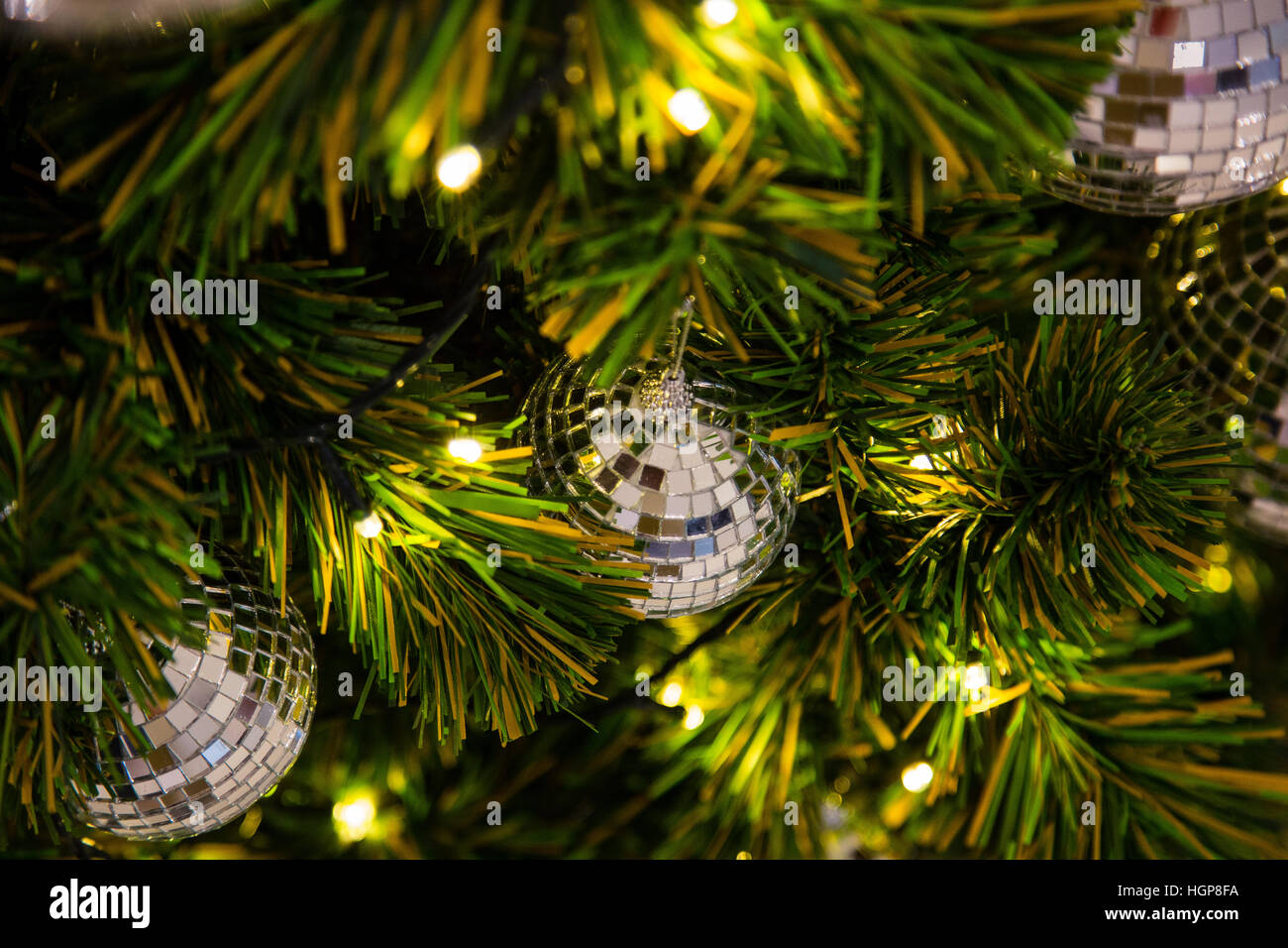 Happy New Year& Christmas tree light ball with bokeh blackground Stock ...