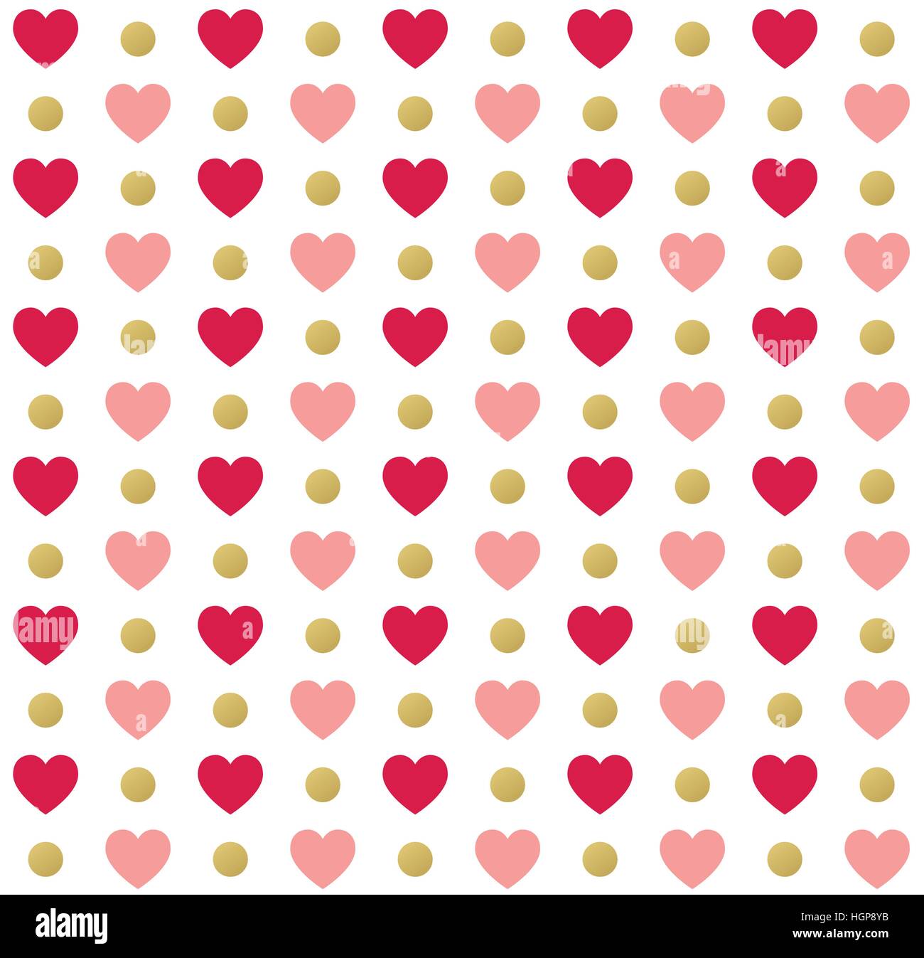 Seamless Valentines day polka dot red pattern with hearts. Vector Stock ...
