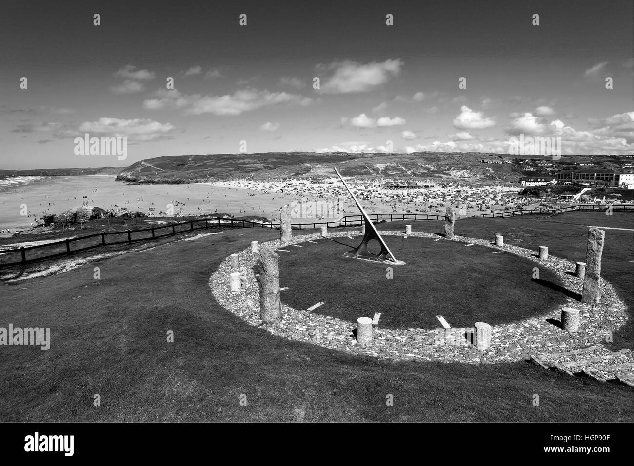 Droskyn Sundial, Millennium Landmark, Perranporth village; Cornwall ...