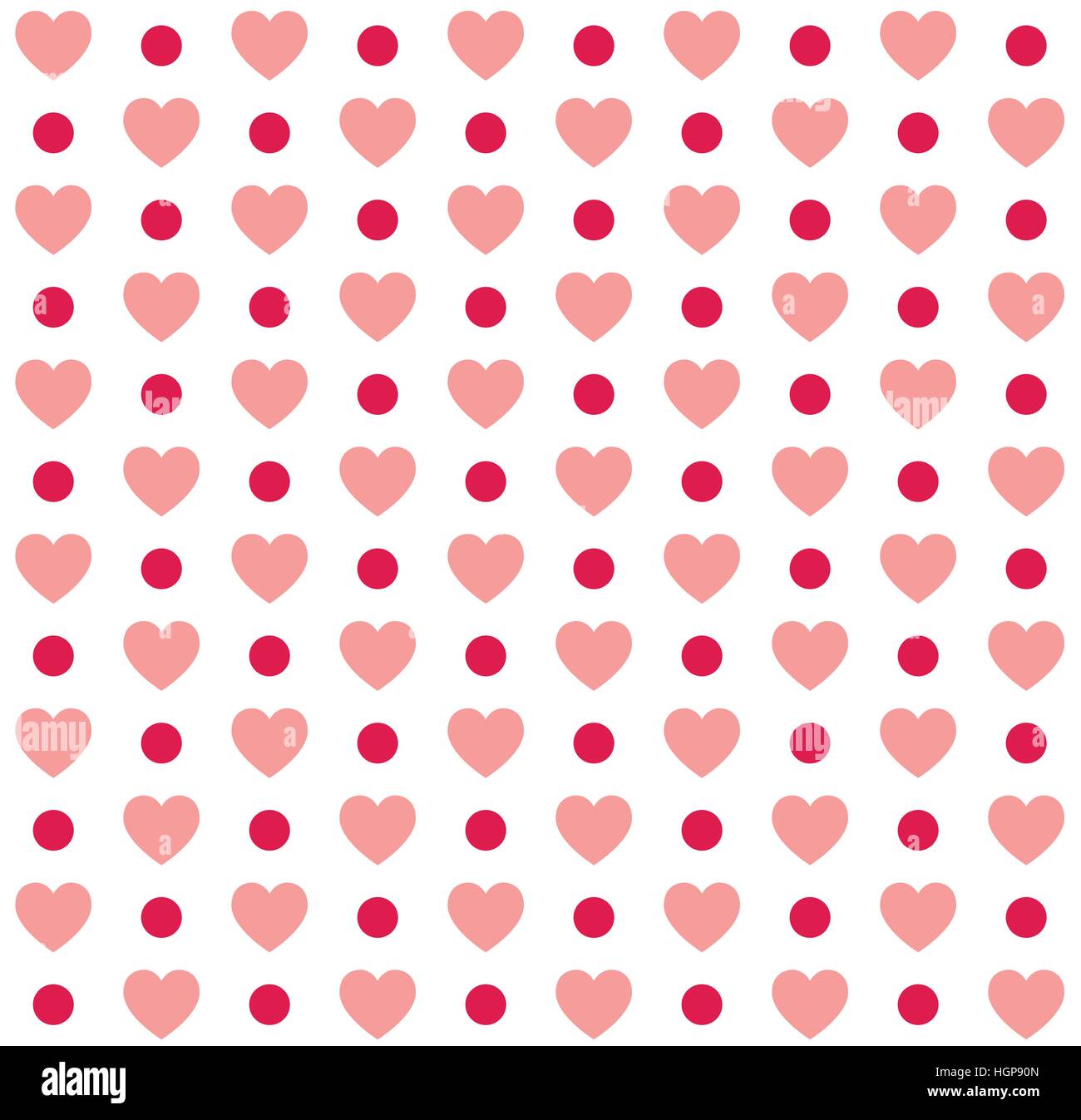 Seamless Valentines day polka dot red pattern with hearts. Vector Stock ...
