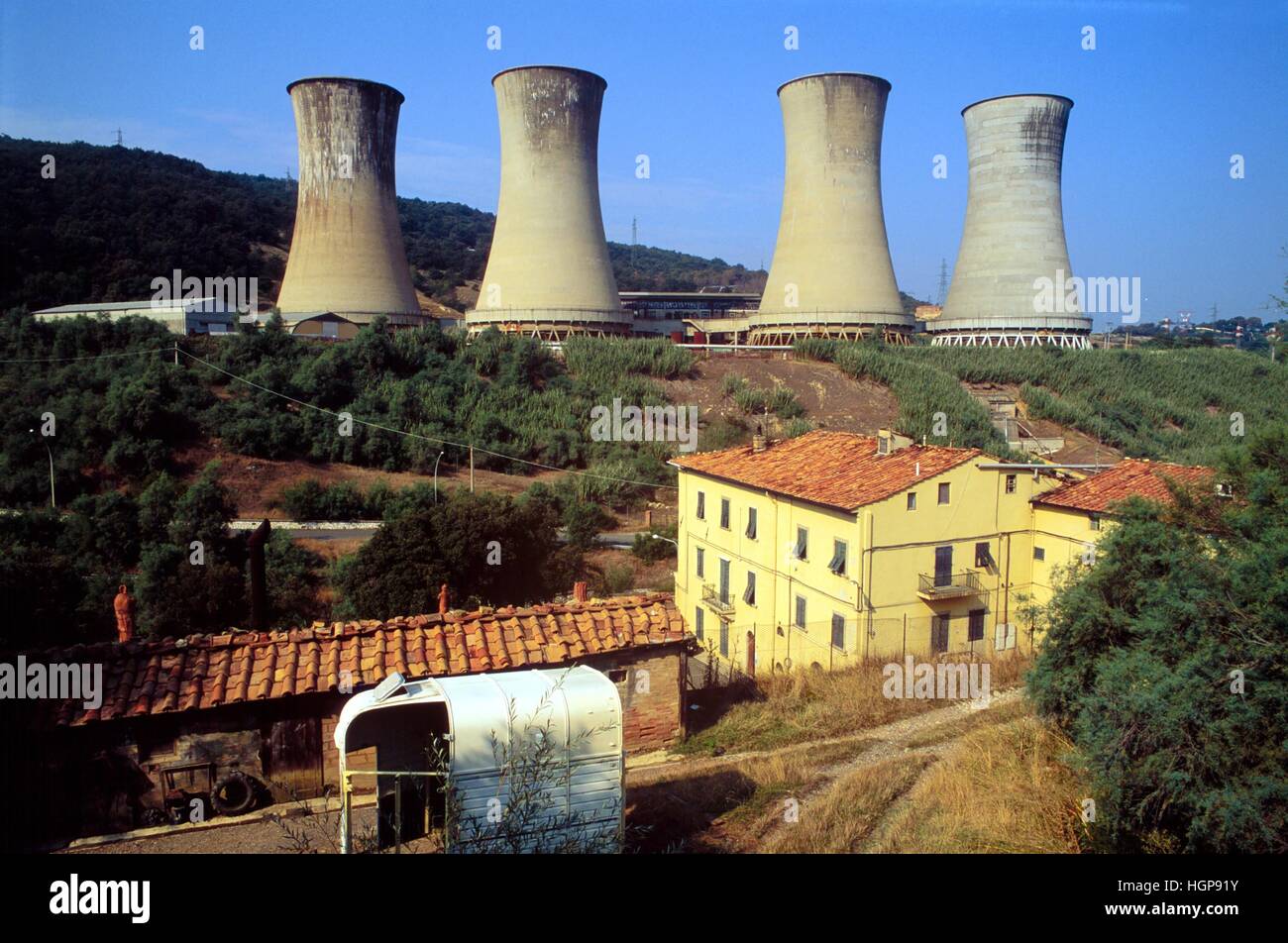 plants for geothermal energy exploitation in Larderello (Tuscany, Italy ...