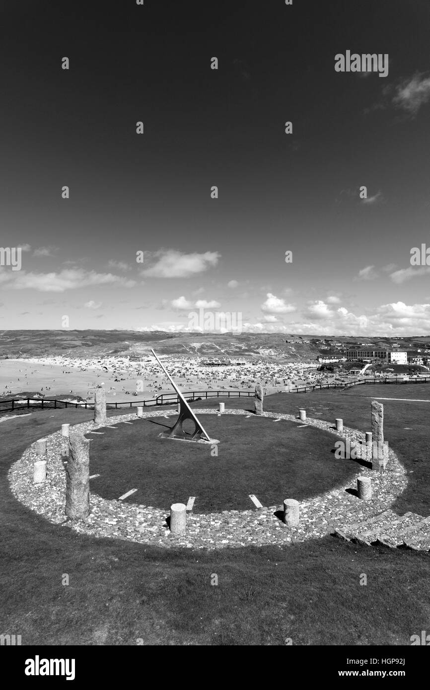 Droskyn Sundial, Millennium Landmark, Perranporth village; Cornwall ...