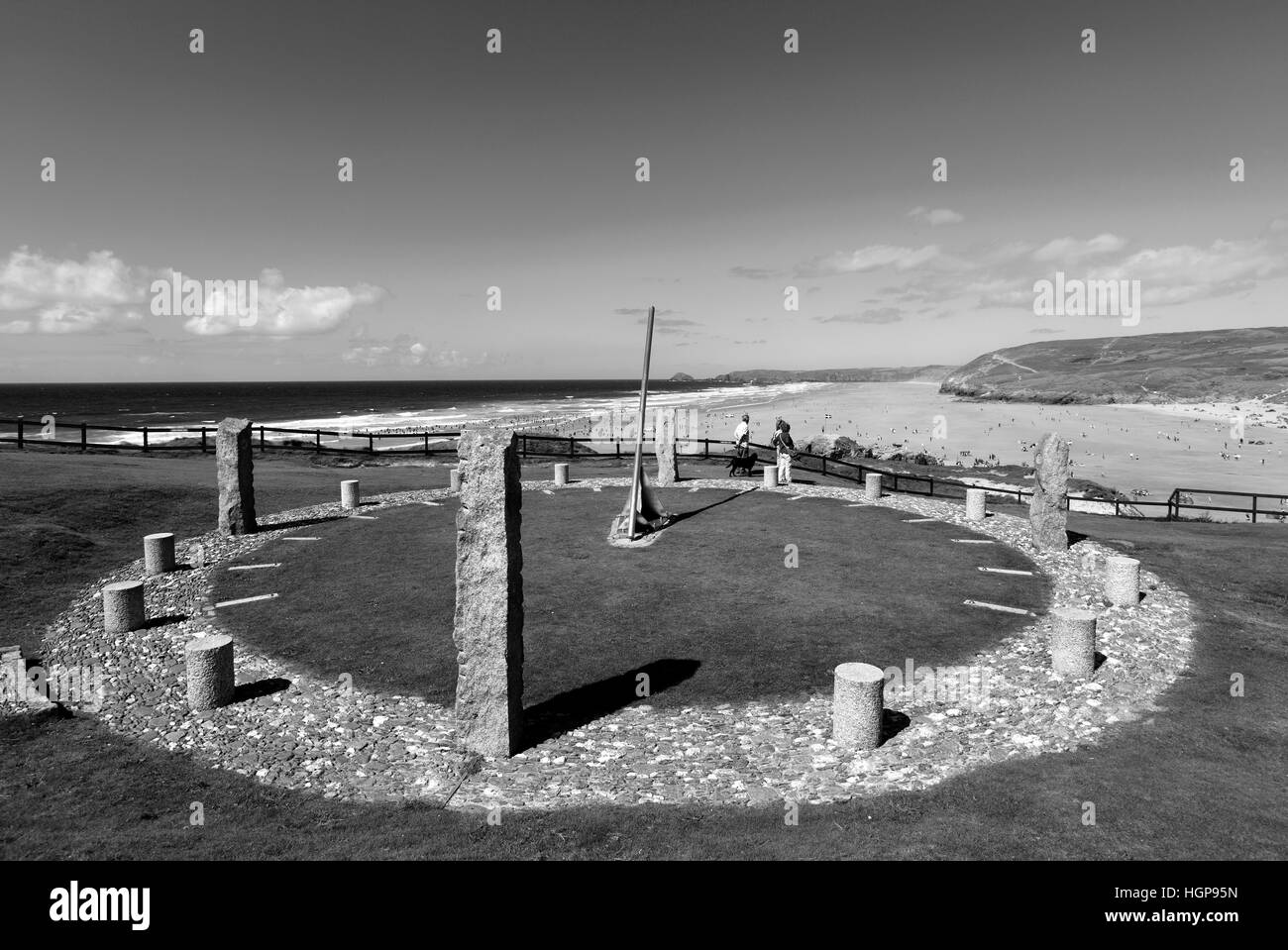 Droskyn Sundial, Millennium Landmark, Perranporth village; Cornwall ...
