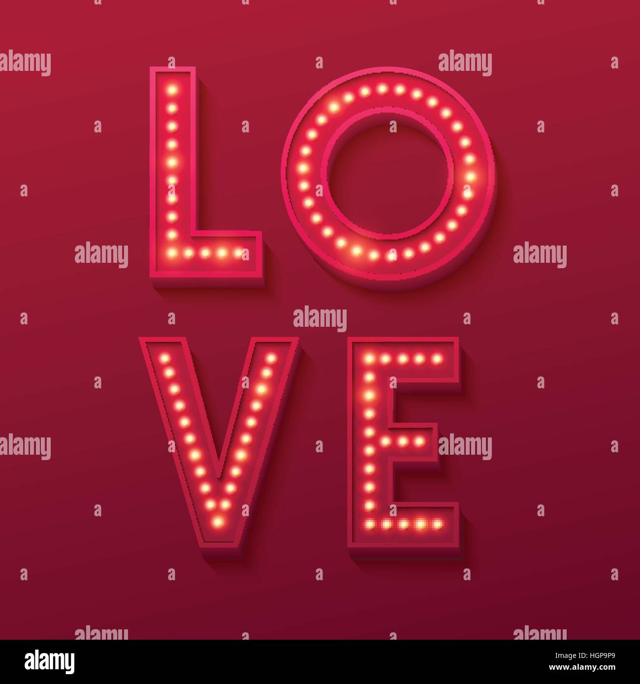 Love Retro light banner. Valentines card. Vector illustration Stock ...