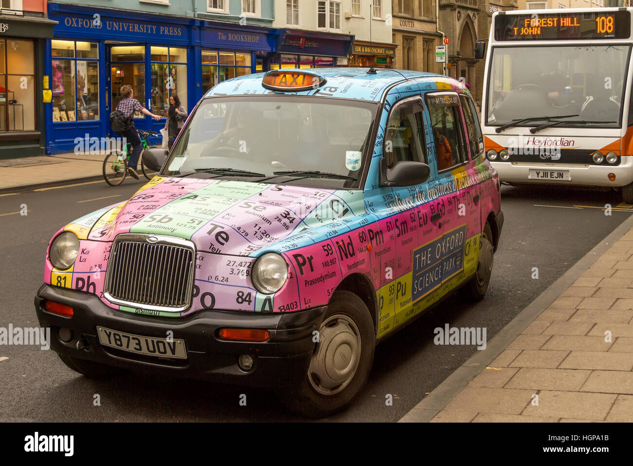 Oxford Taxi Displaying Periodic Table Oxfordshire UK Stock Photo - Alamy