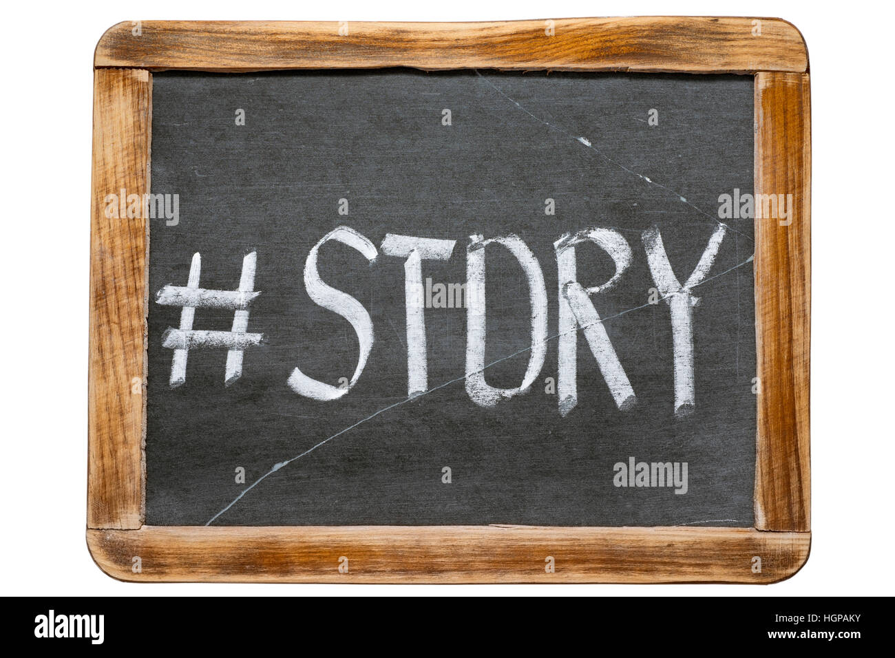 story hashtag handwritten on vintage school slate board isolated on ...