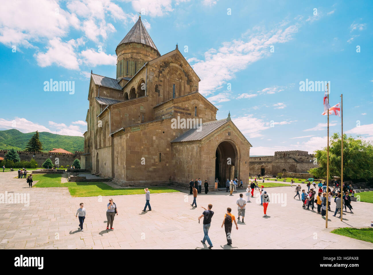 Mtskheta, Georgia - May 20, 2016: The Tourists Walking Near The ...