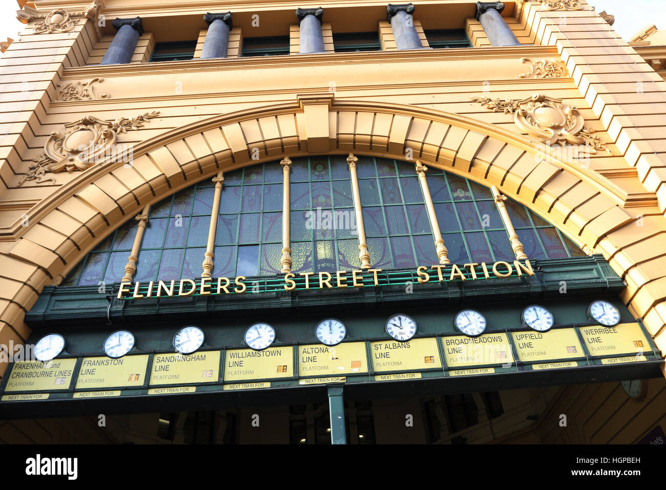 The entrance to Flinders Street train station in Melbourne Victoria ...