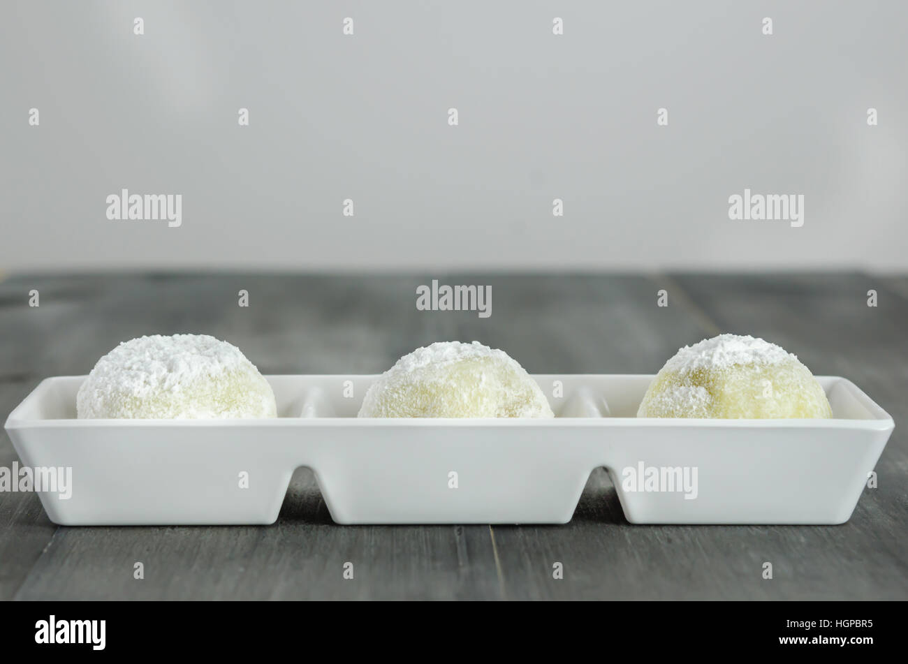 Daifuku Mochi Japanese dessert on white plate , still life Stock Photo ...