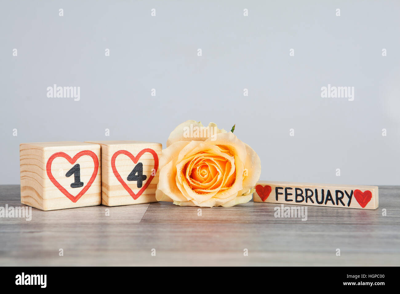 February 14th wooden calendar hi-res stock photography and images - Alamy