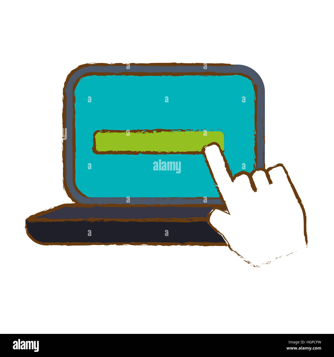 computer with hand pointer icon image Stock Photo - Alamy