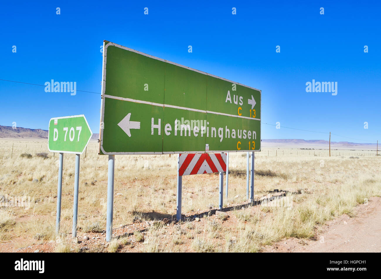 Road sign between Aus and Helmeringhausen, Namibia Stock Photo - Alamy