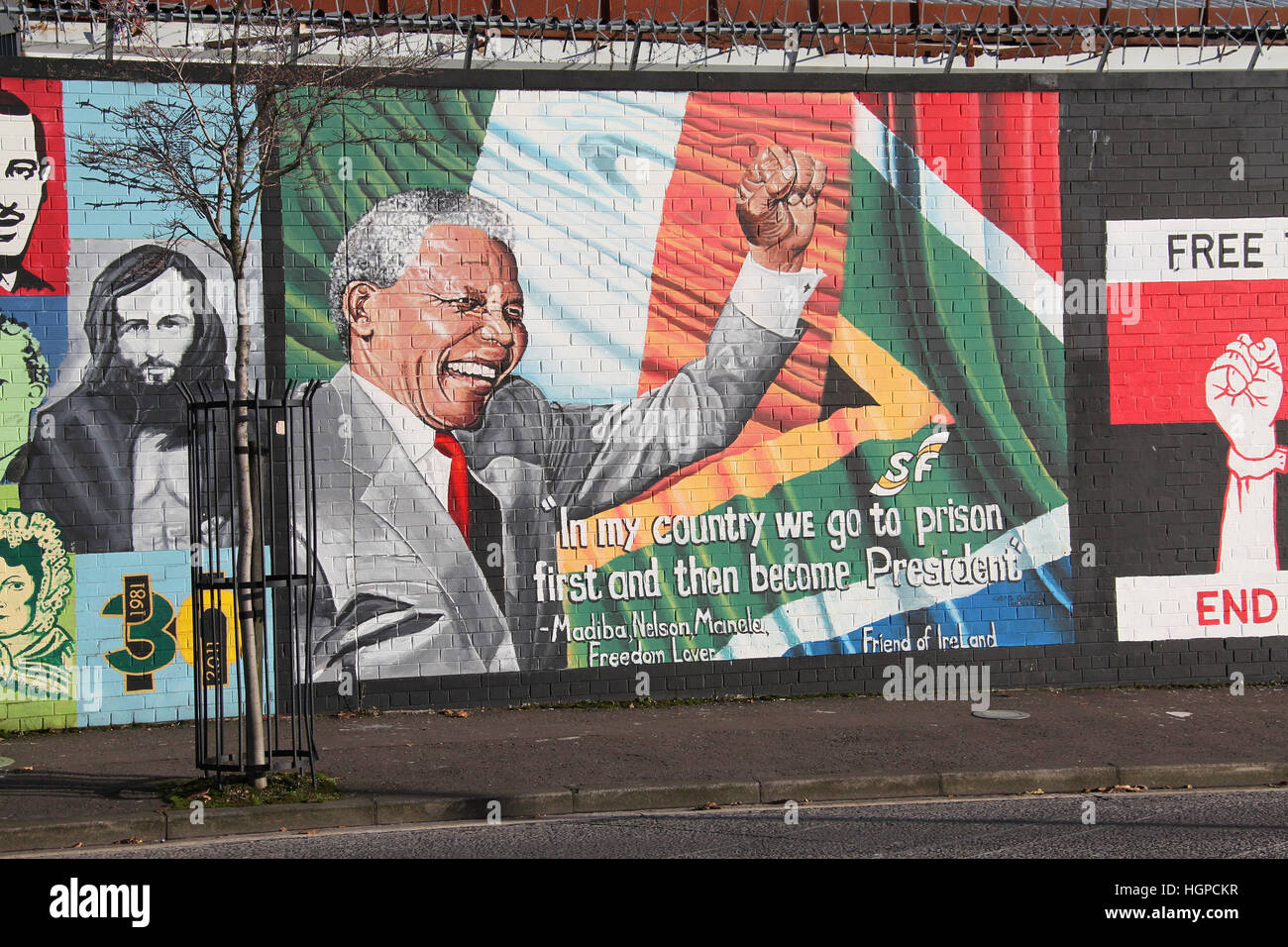 Republican murals on the Falls Road in Belfast Stock Photo - Alamy