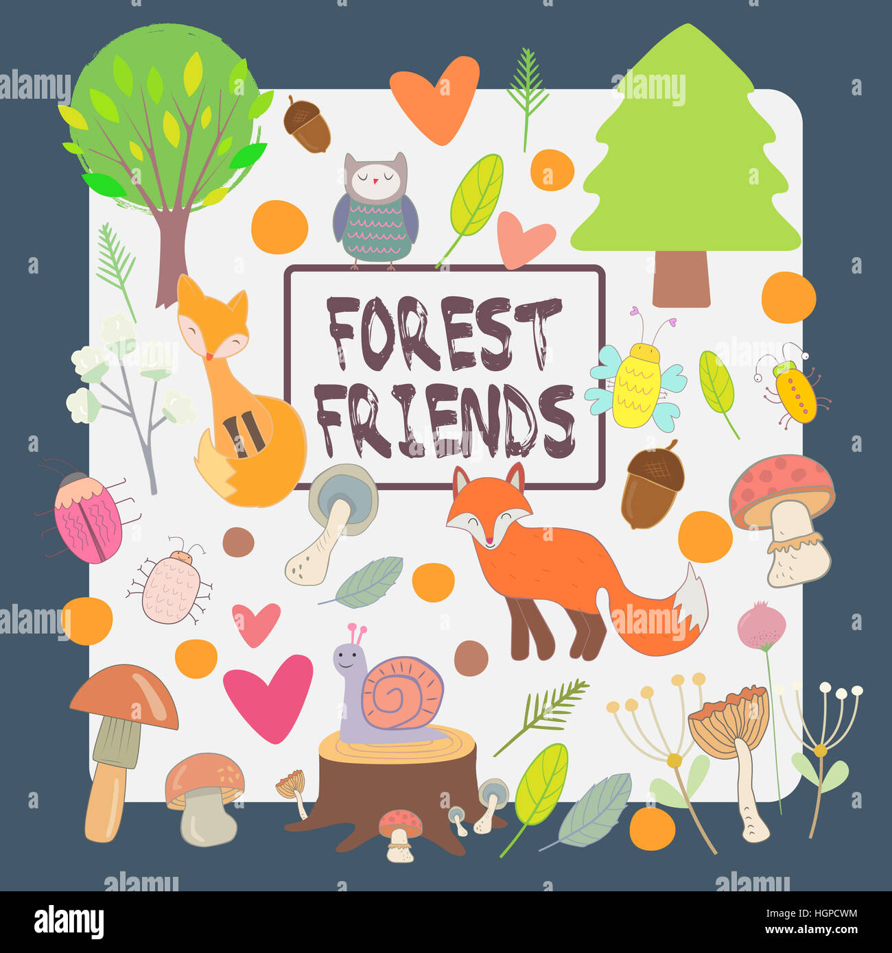 Forest friends vector illustration Stock Photo - Alamy
