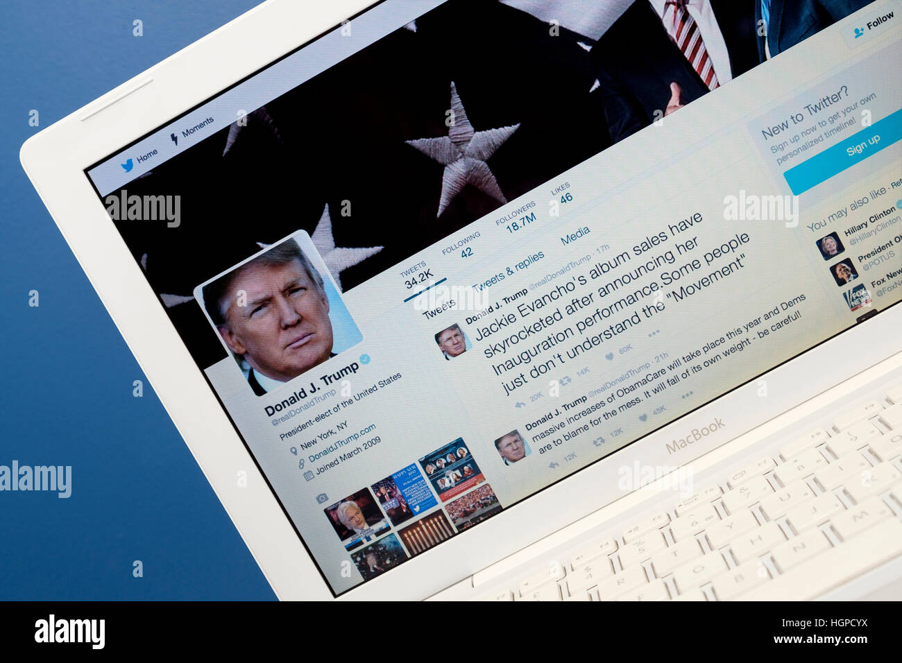Donald Trump twitter page viewed on a laptop computer screen Stock ...