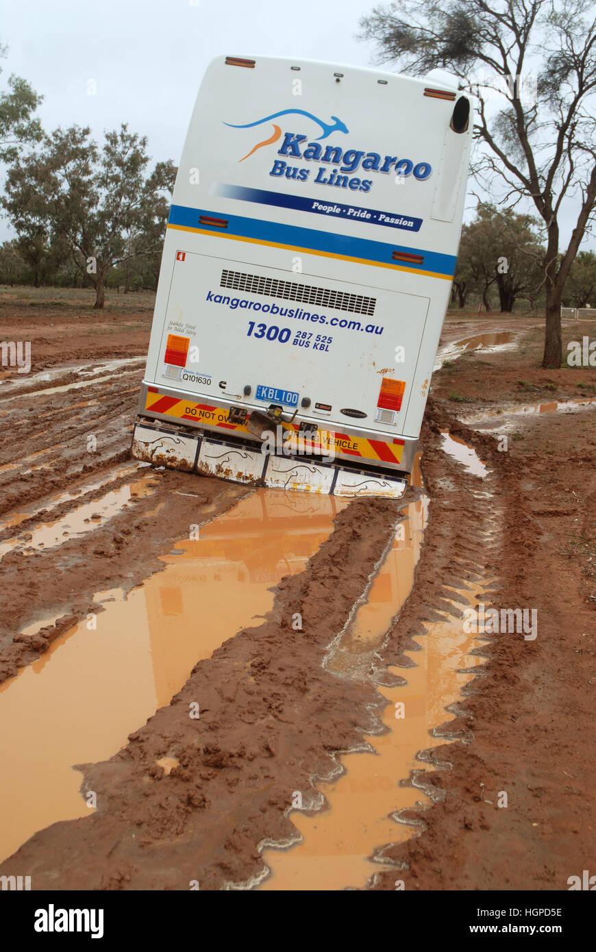 Bus stuck in mud, Outback, Queensland Stock Photo - Alamy