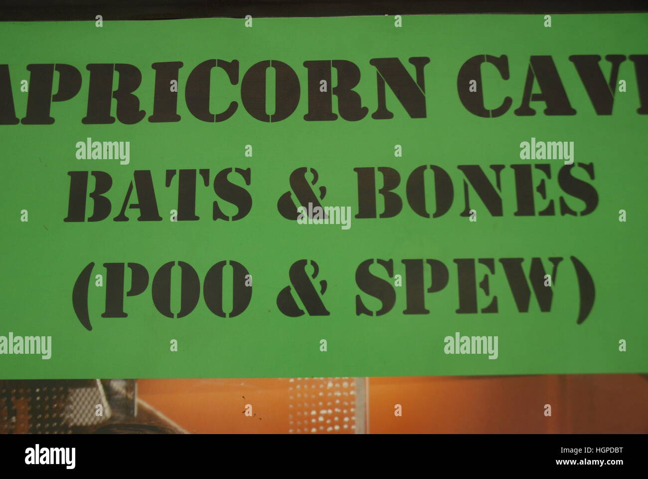 Bats and Bones Poo and Spew sign, Capricorn Caves, Rockhampton ...