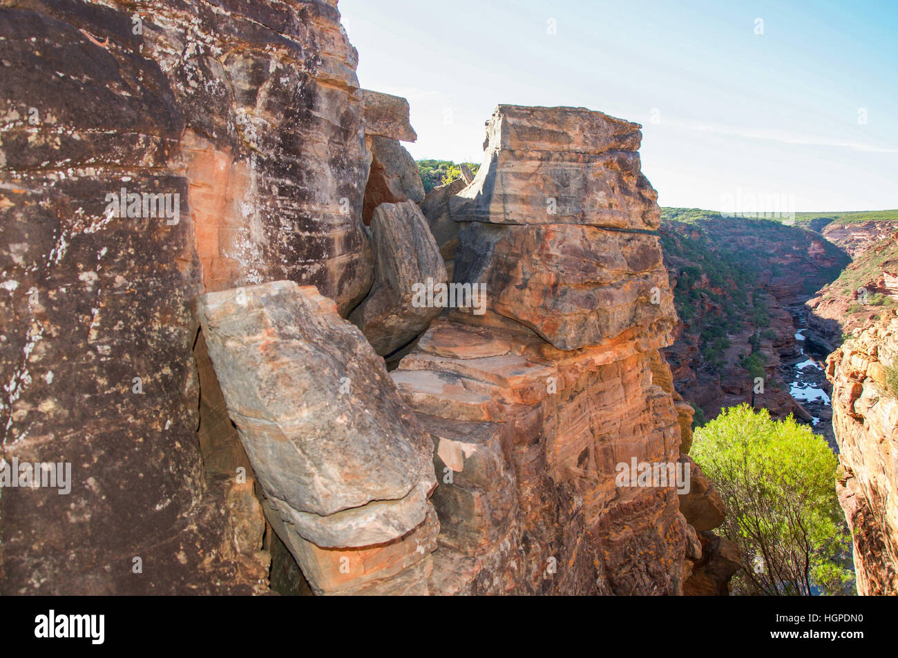 View through the sandstone rock formations at the Z-bend overlooking ...