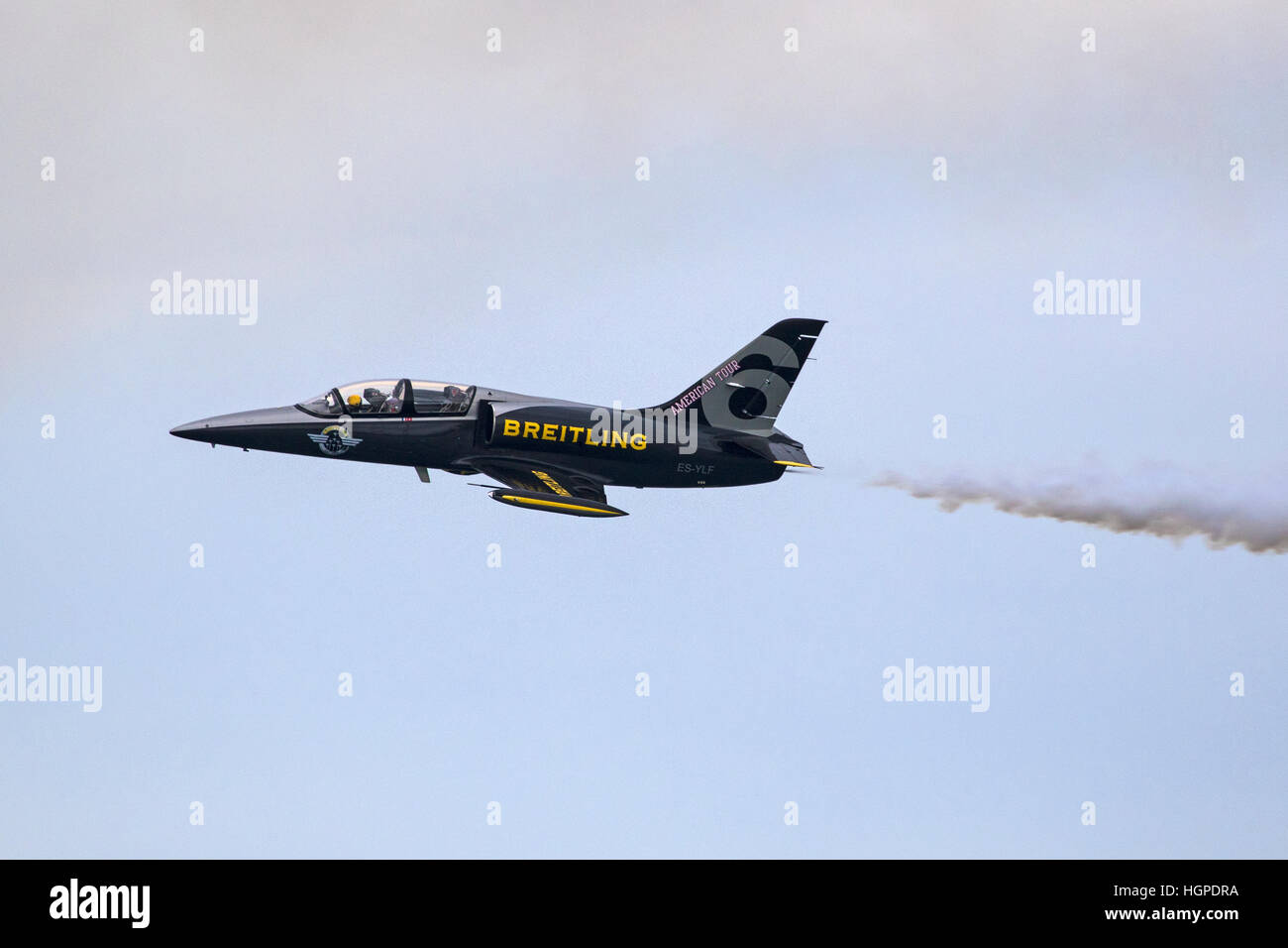 Airplane Breitling jet team fighter flying at 2016 Huntington Beach Air ...