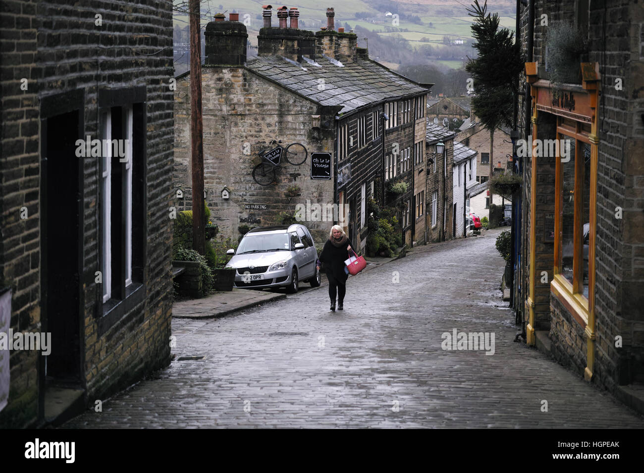 Street scene in Haworth, West Yorkshire Stock Photo - Alamy