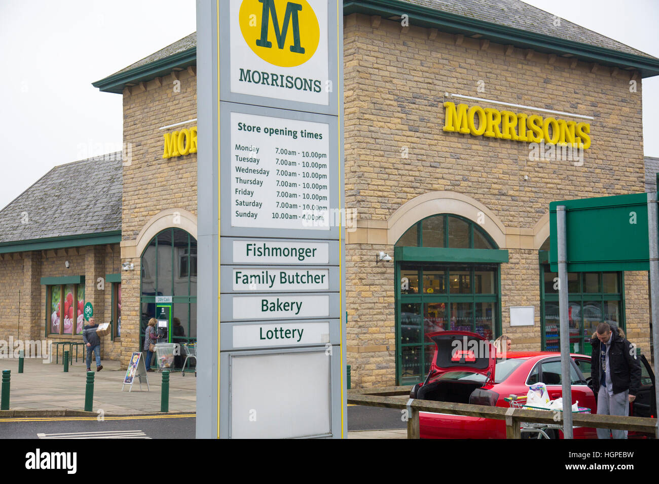 Morrisons supermarket grocery store in the village of Ramsbottom in ...