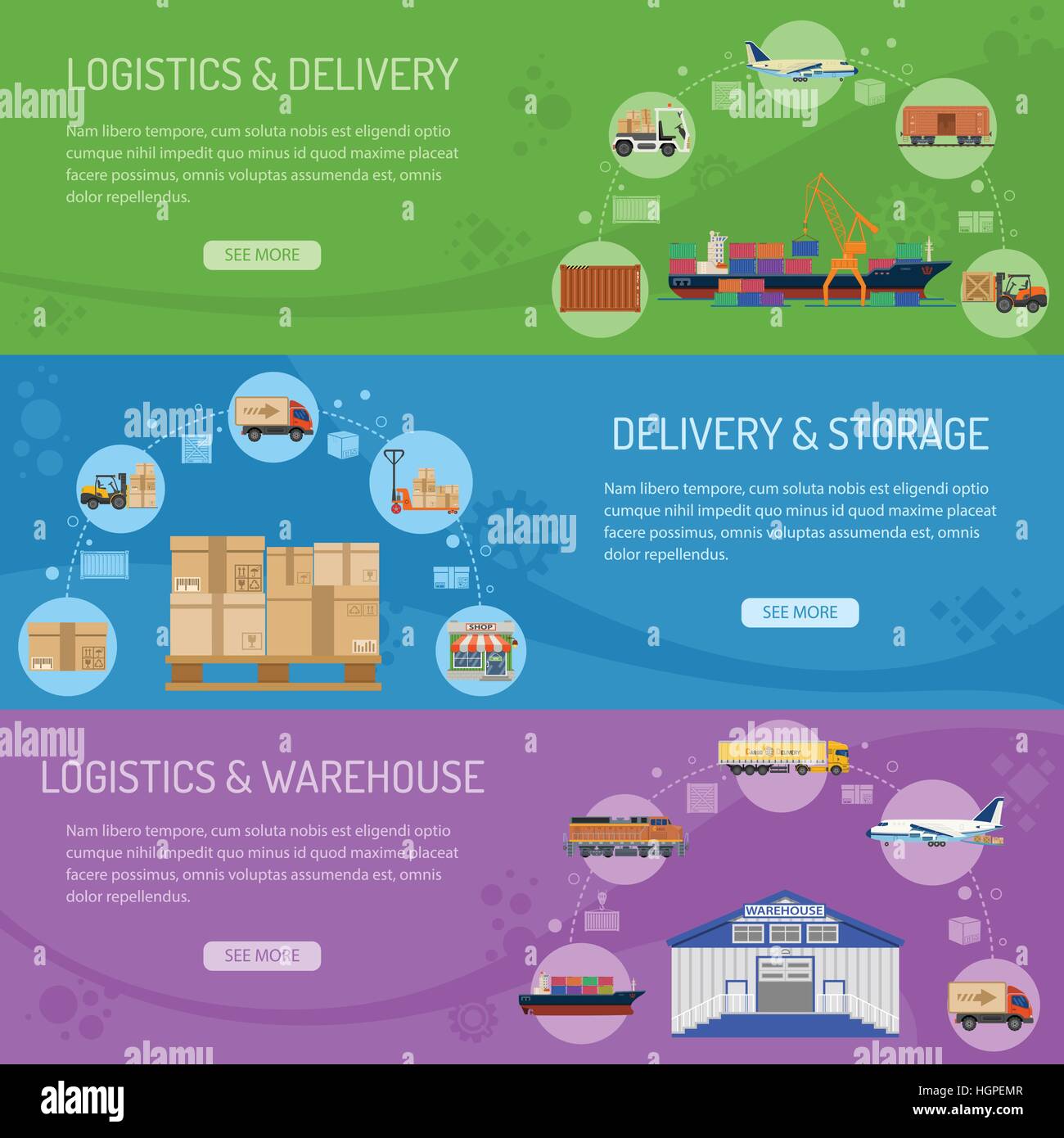 Logistics delivery and storage Banners Stock Vector Image & Art - Alamy