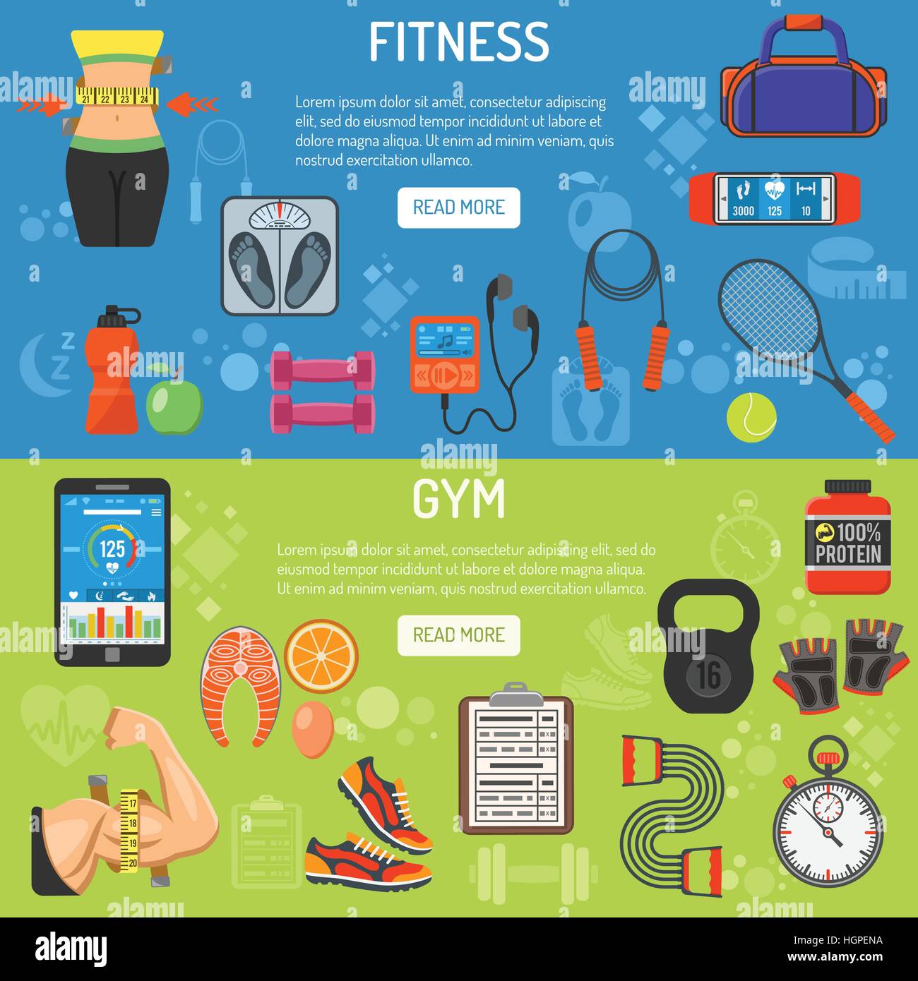Fitness and gym horizontal banners Stock Vector Image & Art - Alamy