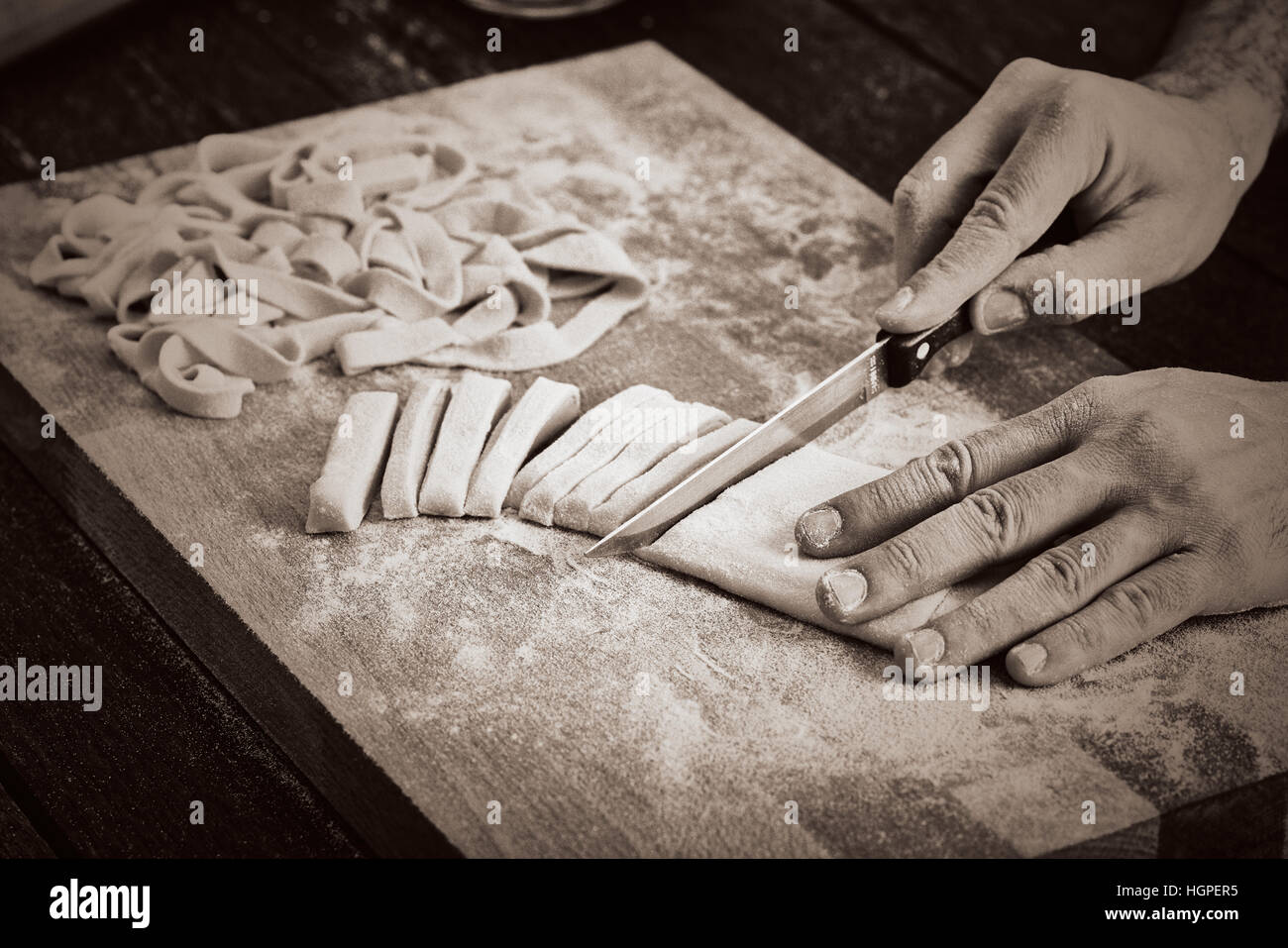 Making handmade pasta Stock Photo - Alamy