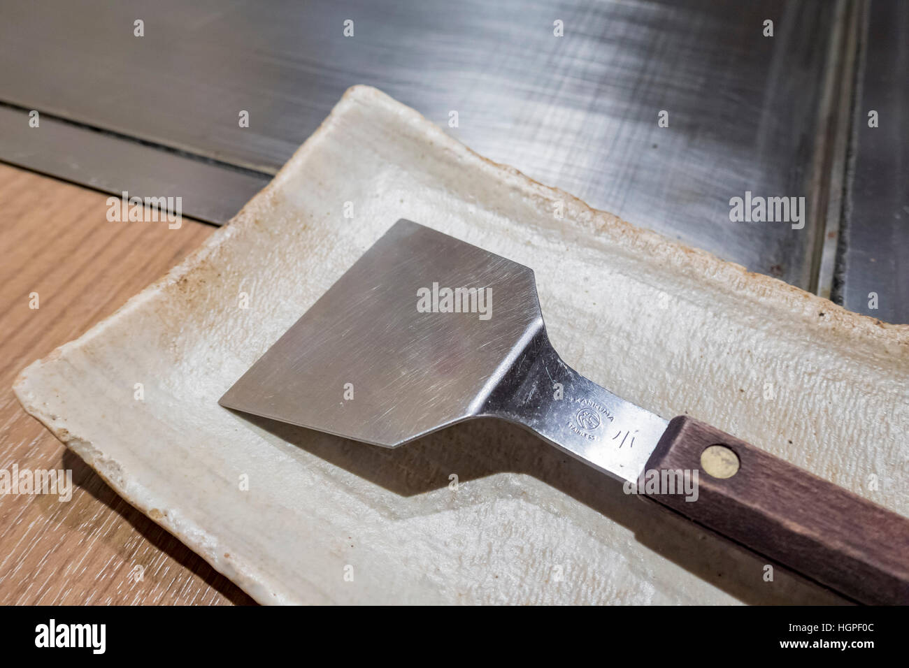 Special Shovel for Teppanyaki food in Japan Stock Photo - Alamy