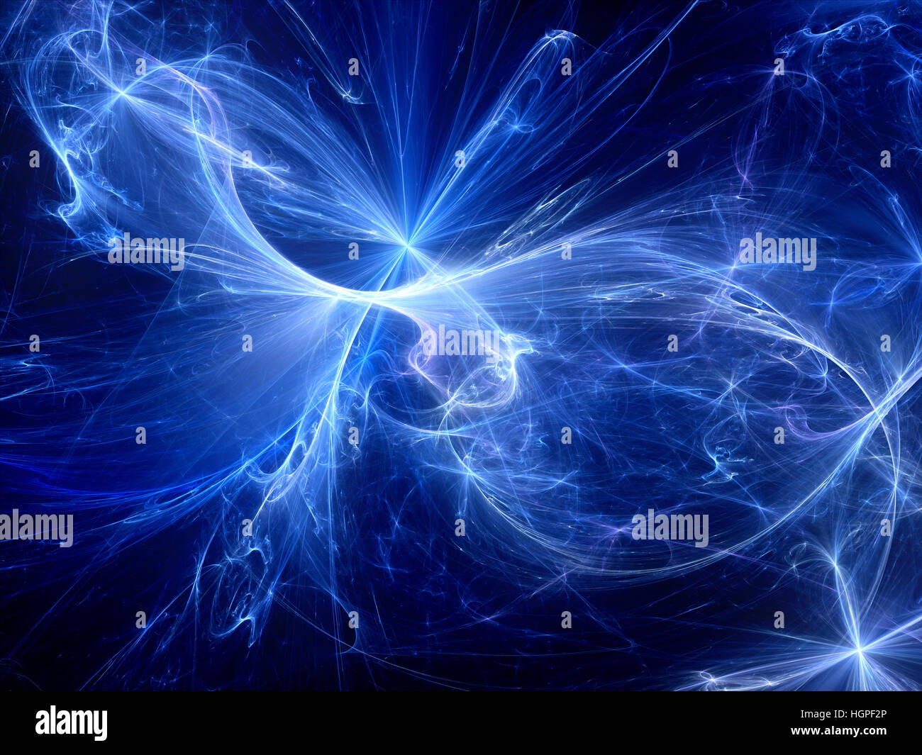 Blue glowing high energy plasma field in space, computer generated ...