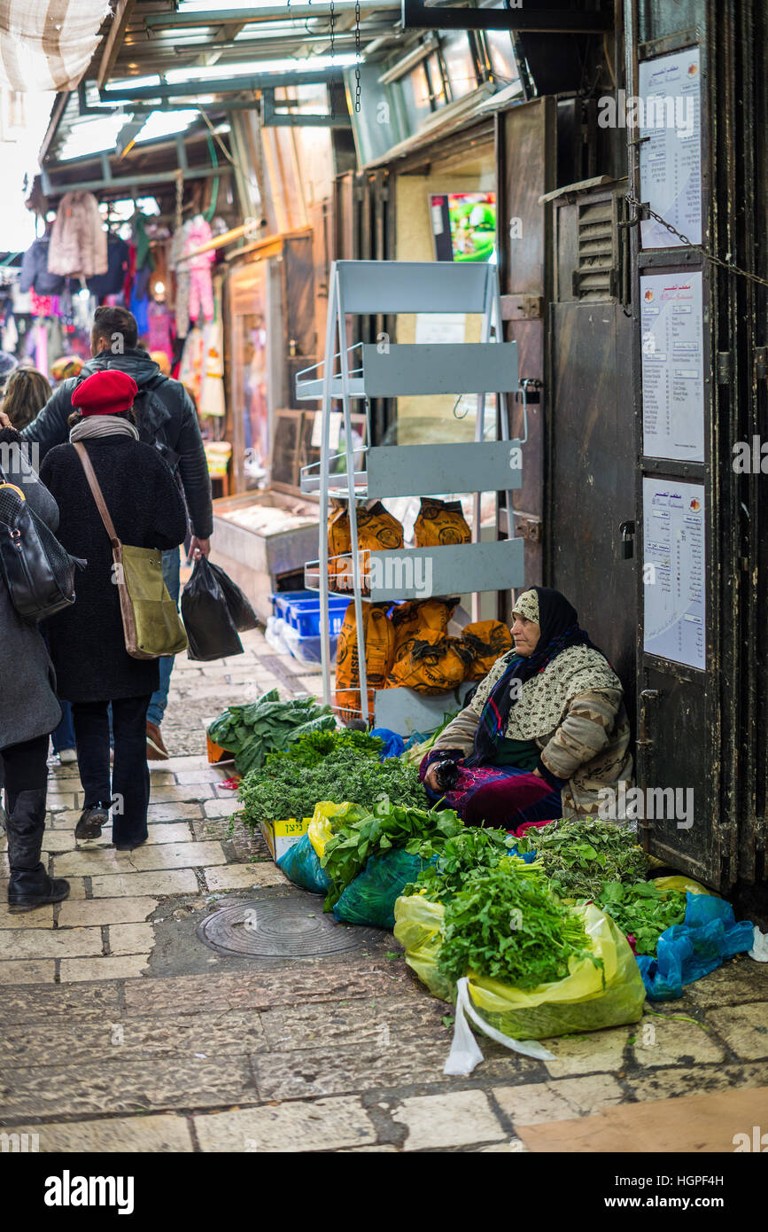 street scene with market, old city Jerusalem, Israel, Middle East Stock ...