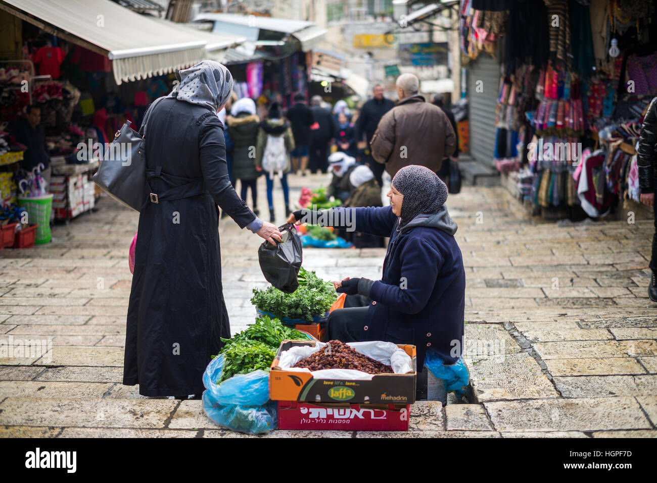 street scene with market, old city Jerusalem, Israel, Middle East Stock ...