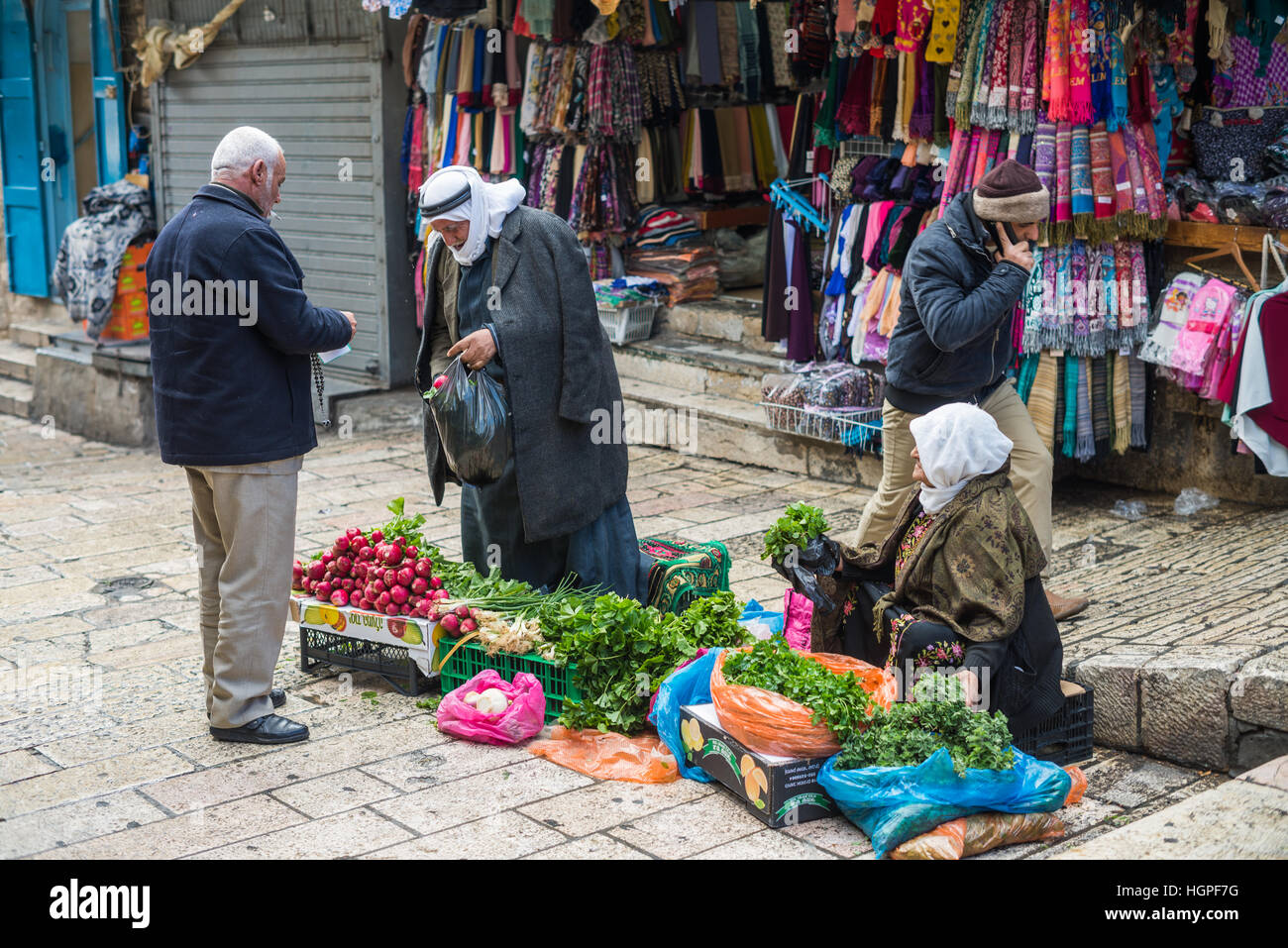 street scene with market, old city Jerusalem, Israel, Middle East Stock ...