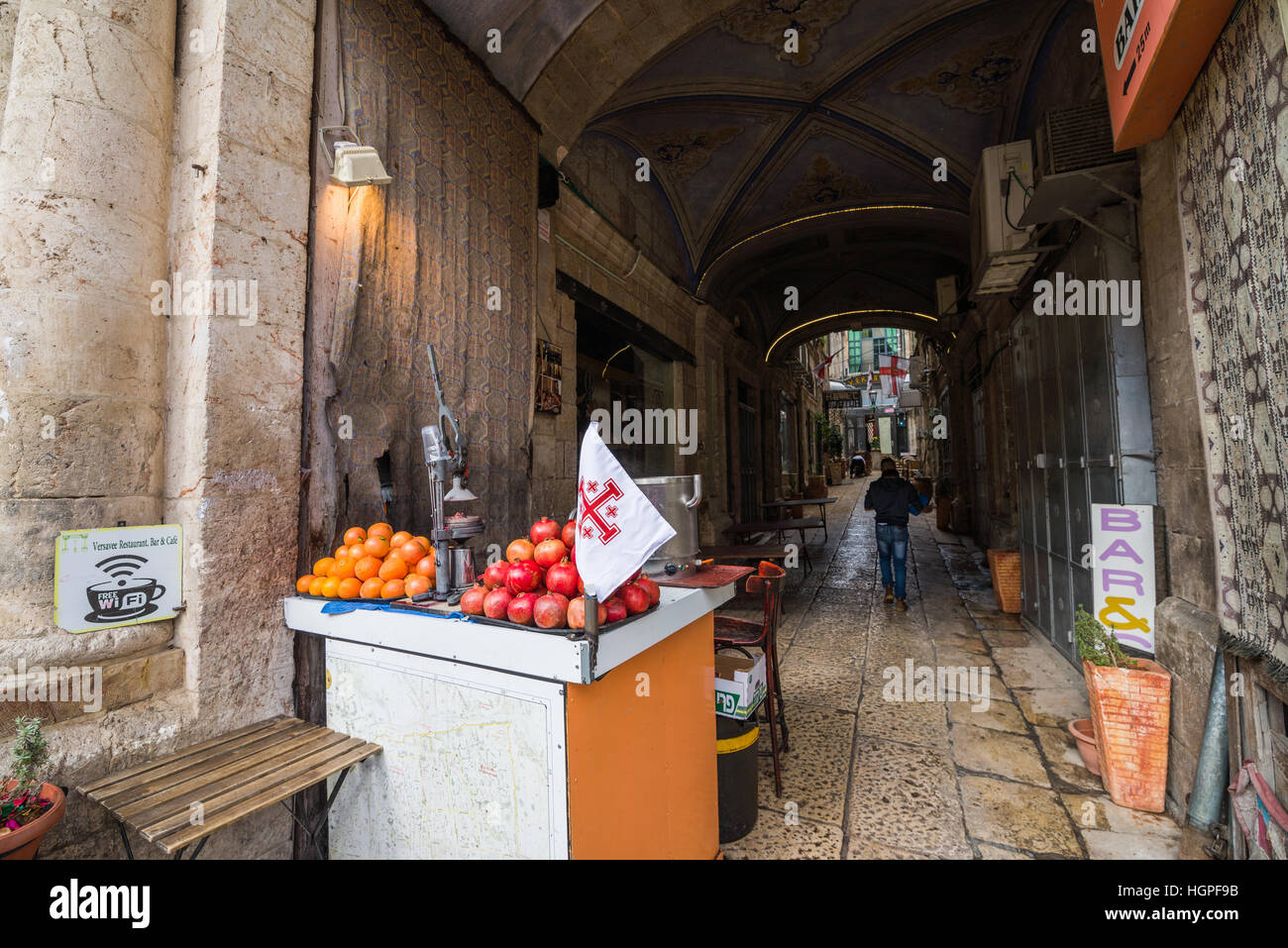 Seller of the fresh pomegranate juice, Jerusalem, Israel Stock Photo ...