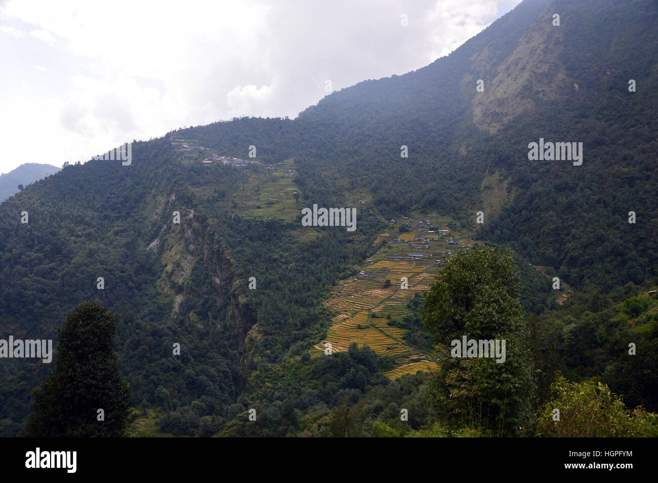 Upper & Lower Chomrong from the Village of Sinuwa Annapurna Sanctuary ...
