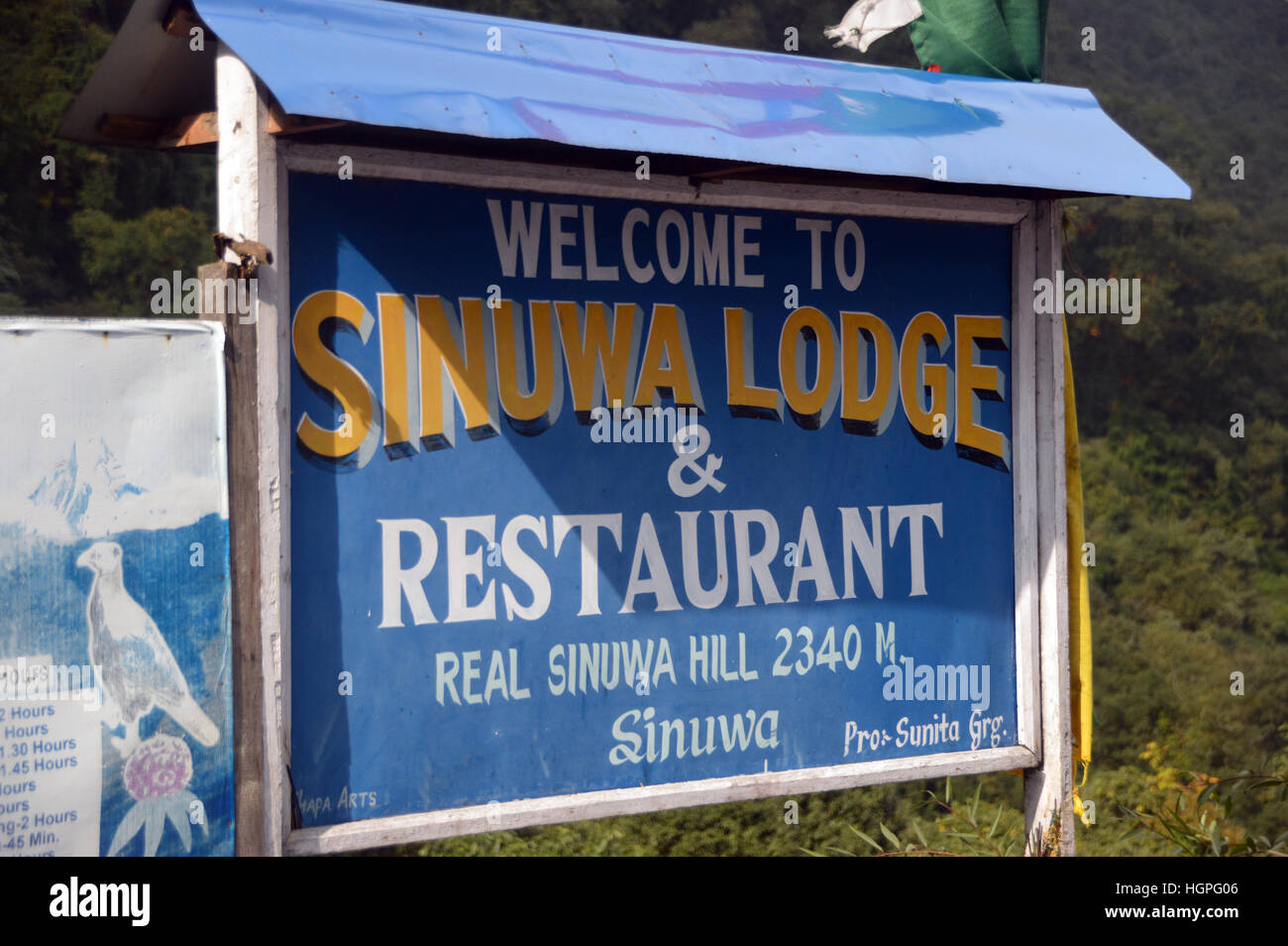 Welcome Sign for Sinuwa Lodge & Restaurant Sinuwa Annapurna Sanctuary ...