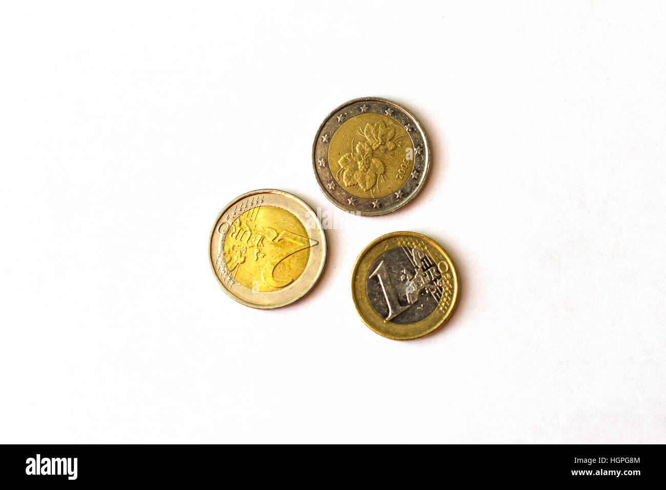 Euro coins, set of coins of various denominations, heads and tails ...