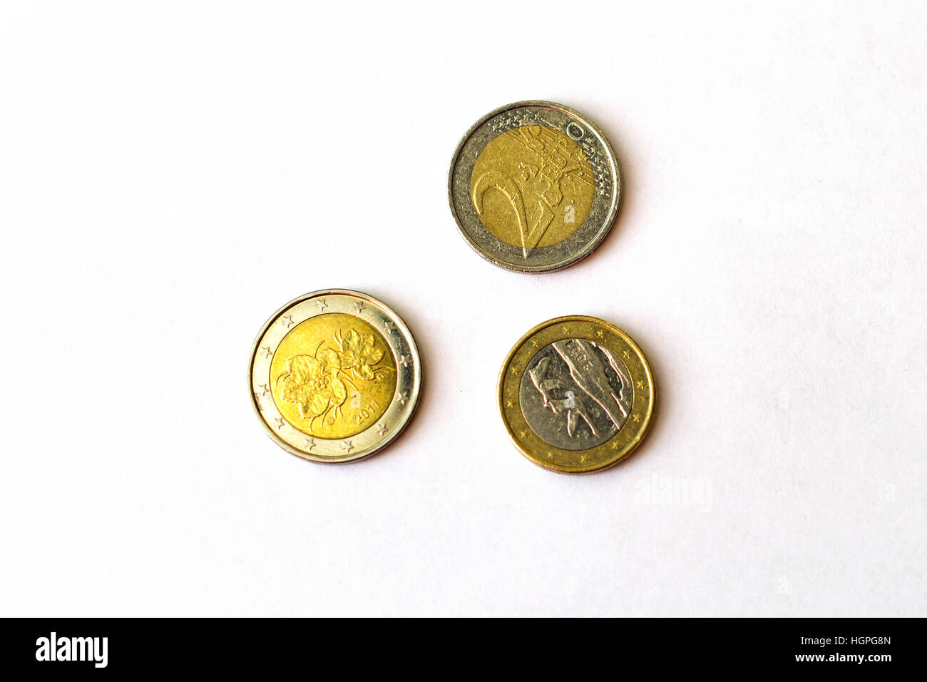 Euro coins, set of coins of various denominations, heads and tails ...