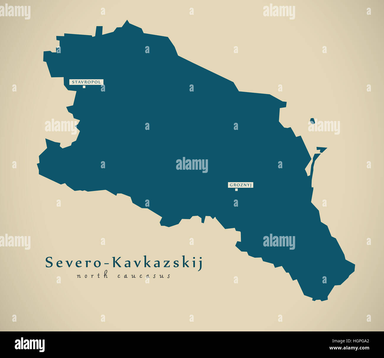 Modern Map - Severo Kavkazskij Russia RU illustration Stock Photo - Alamy