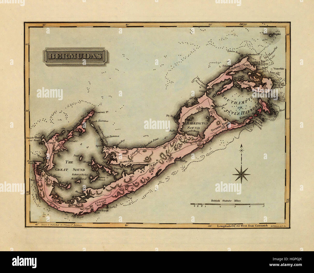 Map of bermuda 1823 hi-res stock photography and images - Alamy