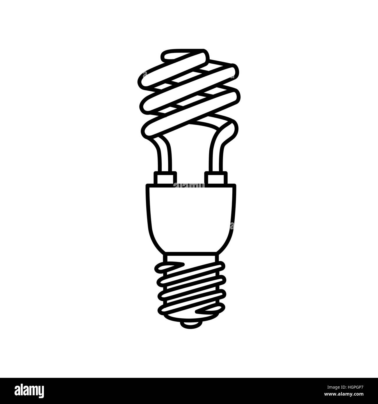 Black white symbol of fluorescent bulb. Vector illustration Stock ...