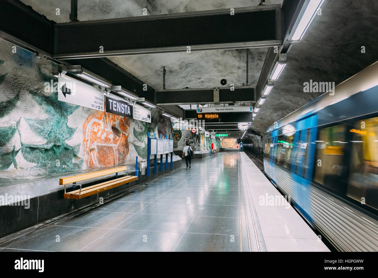 Stockholm, Sweden - July 30, 2014: Modern Stockholm Metro Train Station ...