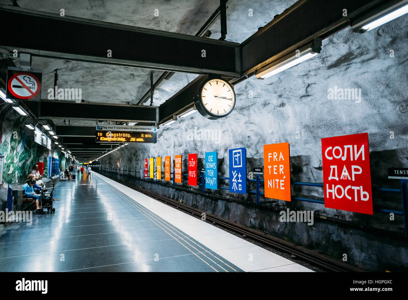 Stockholm, Sweden - July 30, 2014: Modern Stockholm Metro Train Station ...