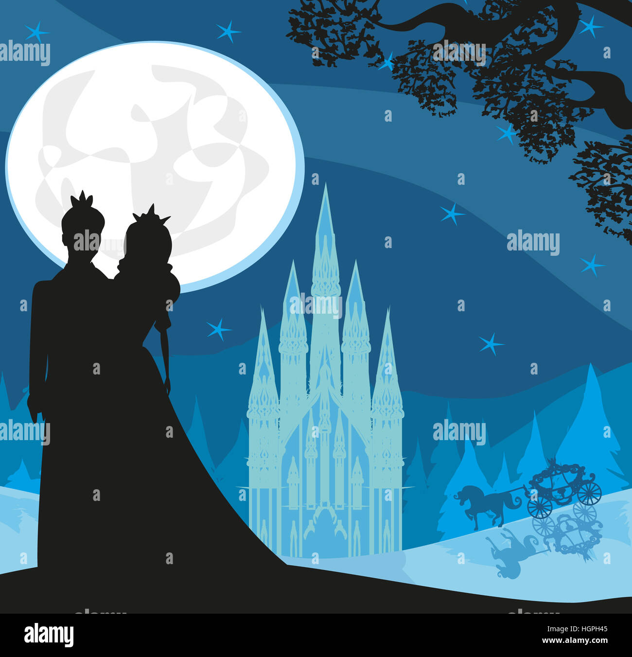 castle and princess with prince Stock Photo - Alamy