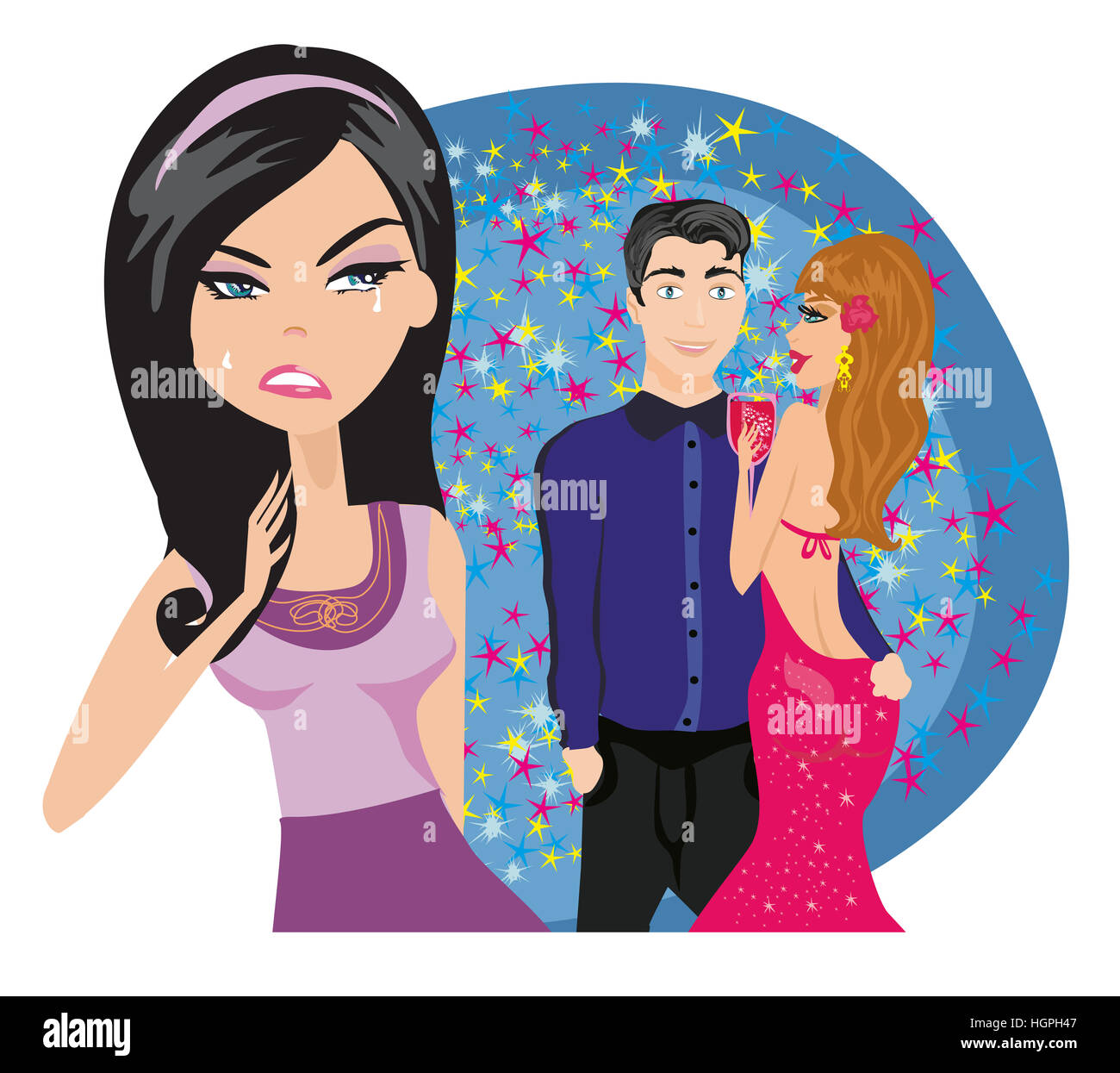 young woman jealous on a happy couple Stock Photo - Alamy