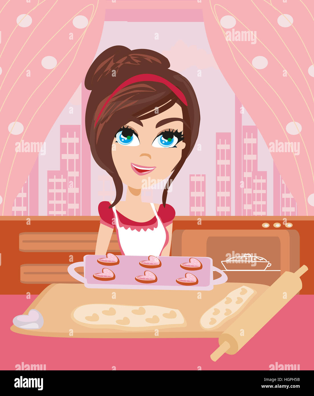 Housewife serving cookies Stock Photo - Alamy